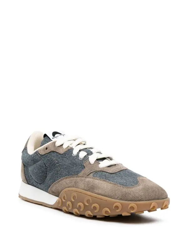 MARINE SERRE Panelled Square Toe Lace Up Sneakers