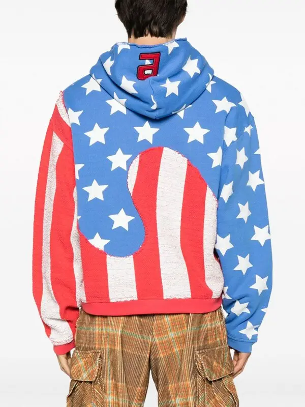 ERL Flag-print Cotton Hoodie - Blue