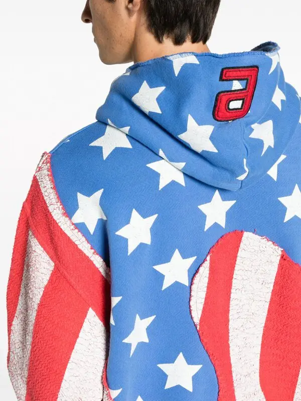 ERL Flag-print Cotton Hoodie - Blue
