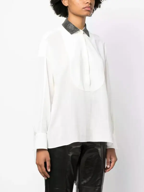 Brunello Cucinelli Monili-collar Cotton Blouse