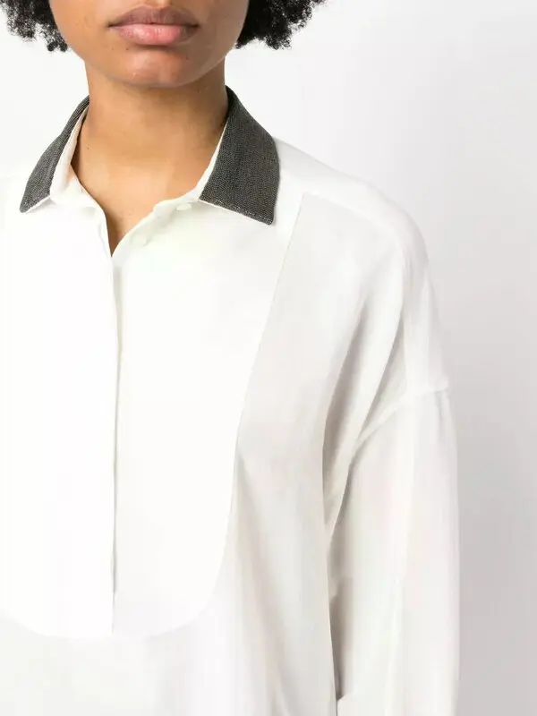 Brunello Cucinelli Monili-collar Cotton Blouse