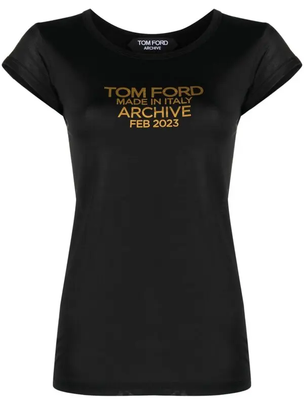 TOM FORD Logo-print Silk T-shirt - Black