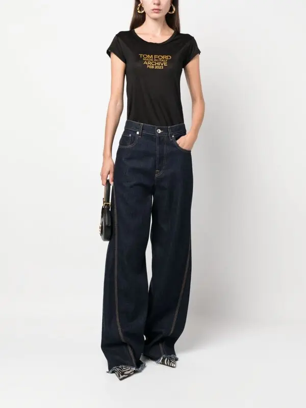 TOM FORD Logo-print Silk T-shirt - Black