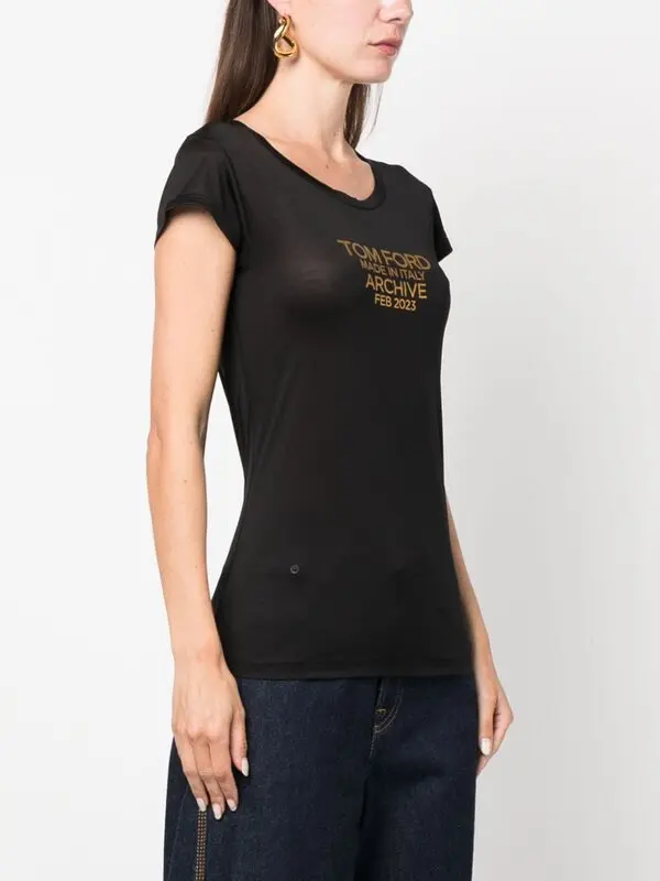 TOM FORD Logo-print Silk T-shirt - Black