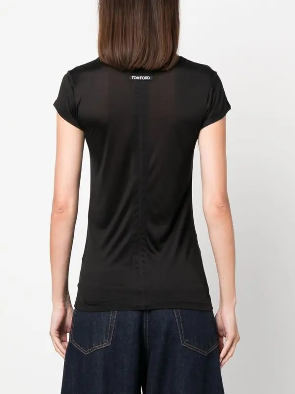 TOM FORD Logo-print Silk T-shirt - Black