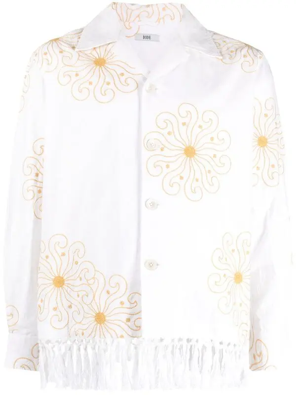 BODE Soleil Fringe Long-sleeved Shirt - White