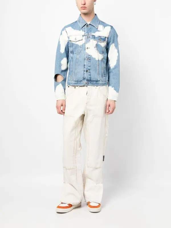 Off-White Cut-out Bleached Denim Jacket