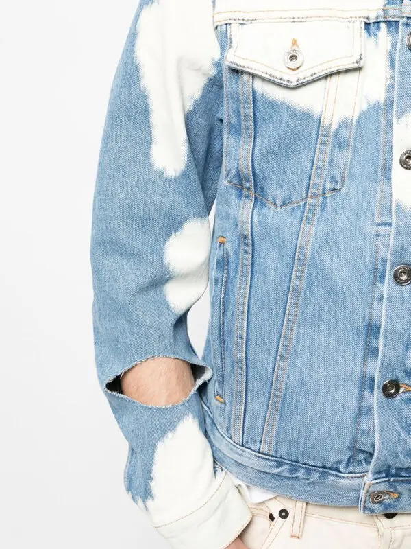 Off-White Cut-out Bleached Denim Jacket