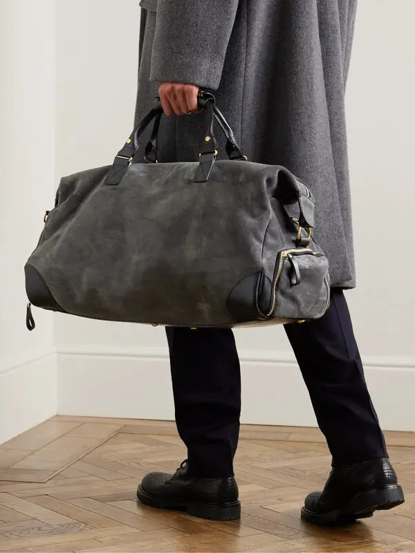 bennett winch - Bennett Winch - Weekender Leather-Trimmed Suede Holdall - Men - Gray