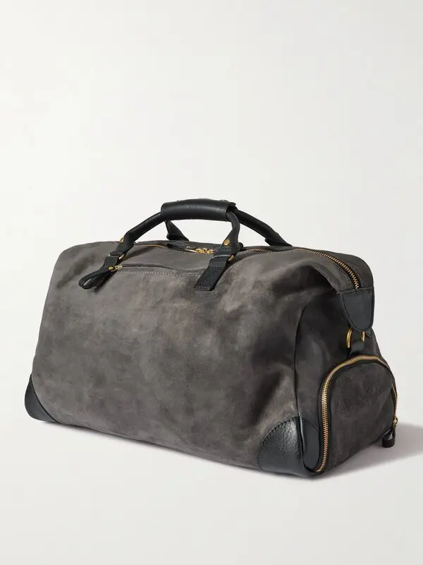 bennett winch - Bennett Winch - Weekender Leather-Trimmed Suede Holdall - Men - Gray