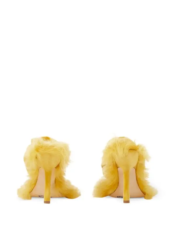 Burberry Rose 100mm Shearling Velvet Sandals
