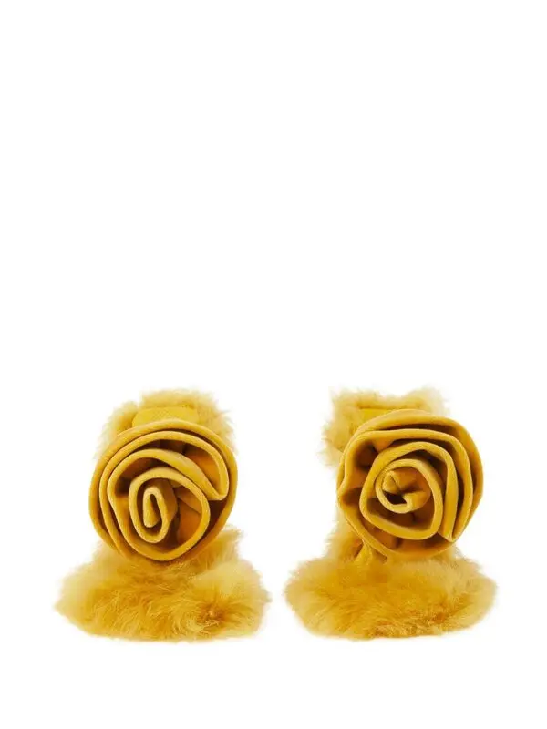 Burberry Rose 100mm Shearling Velvet Sandals