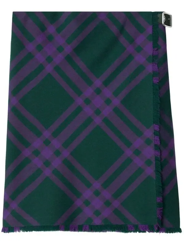 Burberry Vintage Check Wool Skirt - Green