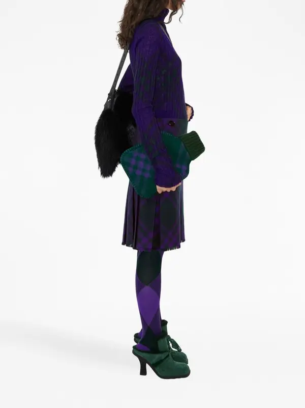 Burberry Plaid-check Rib-knit Jumper - Purple