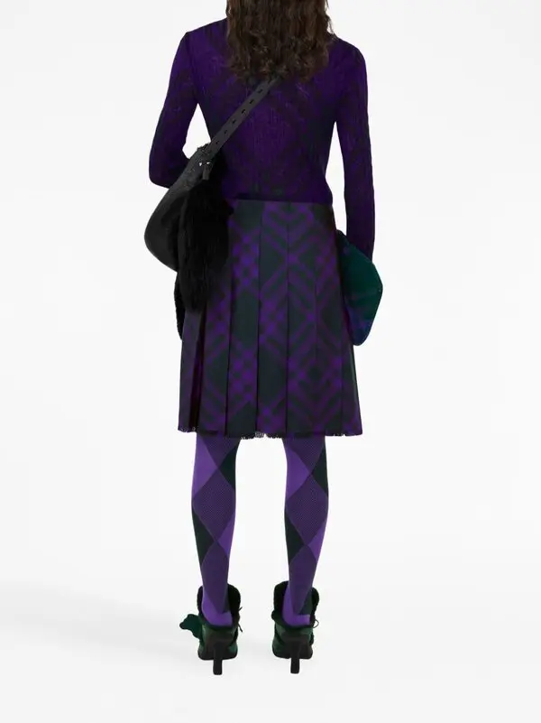 Burberry Plaid-check Rib-knit Jumper - Purple