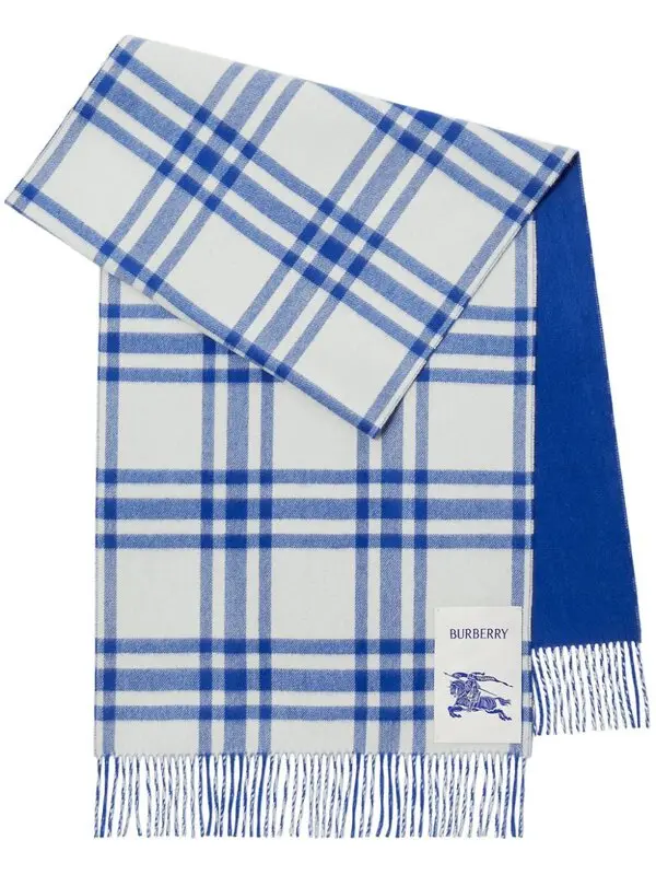 Burberry Ekd Plaid Cashmere Scarf - White