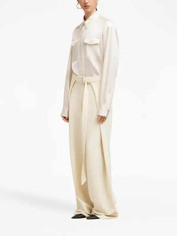 AMI Paris Layered Wide-leg Trousers - Neutrals