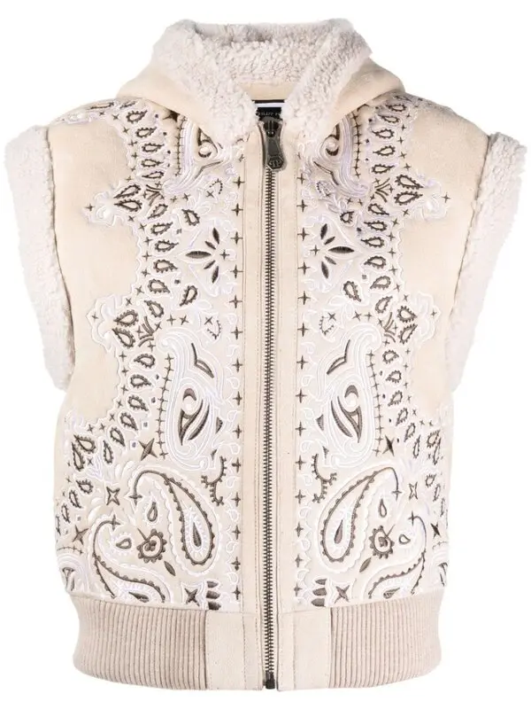Philipp Plein Bandana-print Sleeveless Jacket - Neutrals