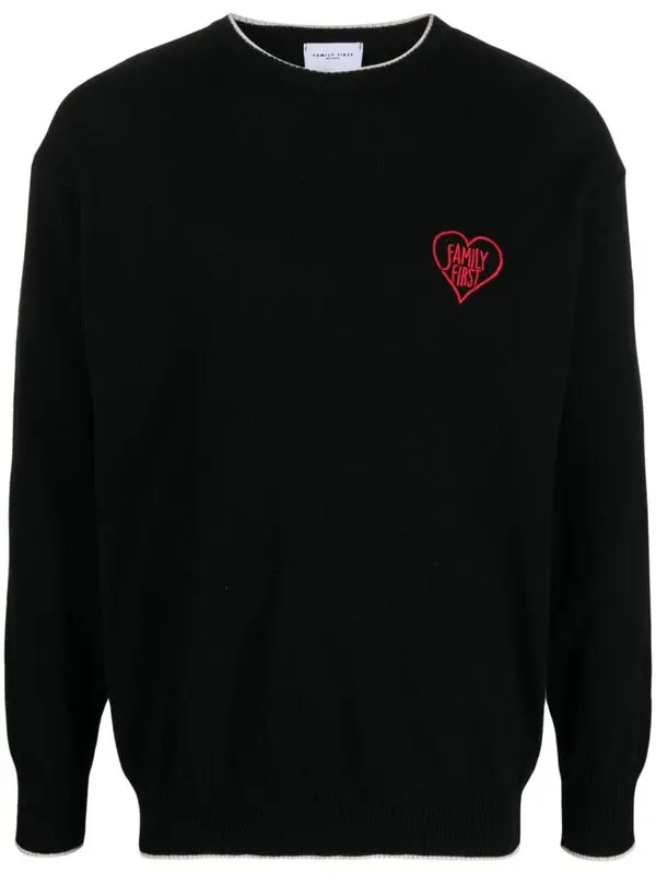 FAMILY FIRST Embroidered-logo Crew-neck Jumper