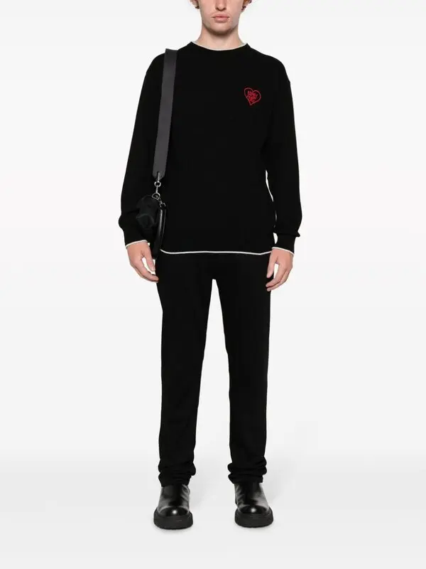FAMILY FIRST Embroidered-logo Crew-neck Jumper