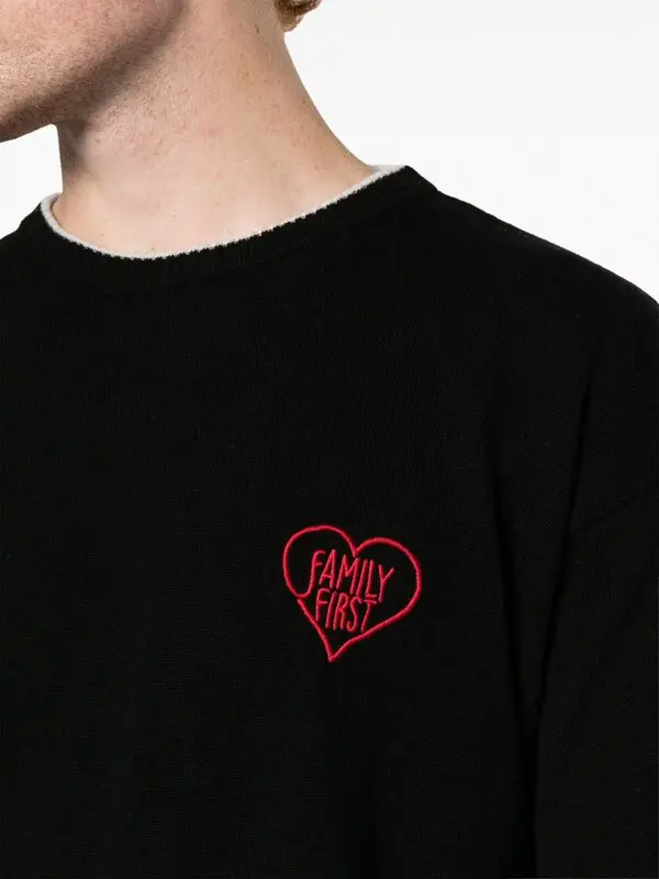 FAMILY FIRST Embroidered-logo Crew-neck Jumper