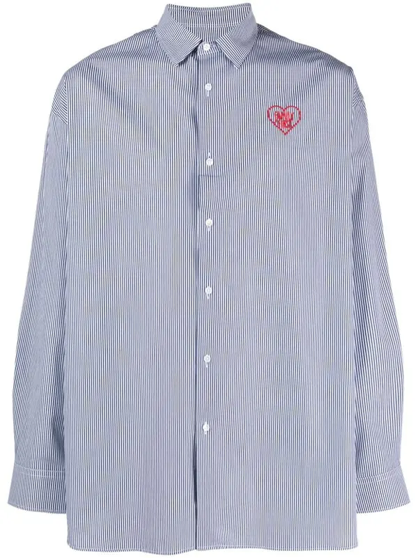 FAMILY FIRST Embroidered-logo Striped Shirt