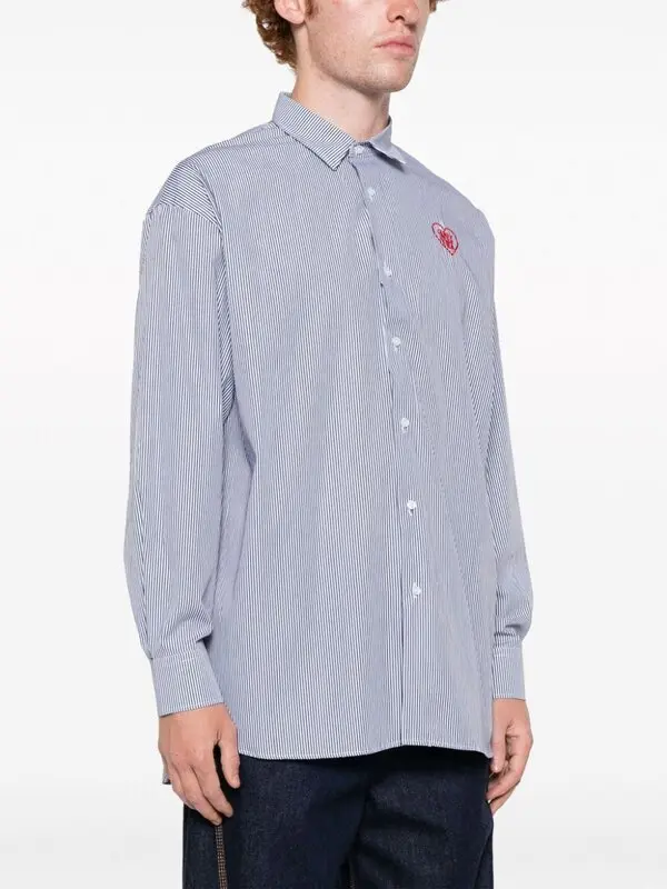 FAMILY FIRST Embroidered-logo Striped Shirt