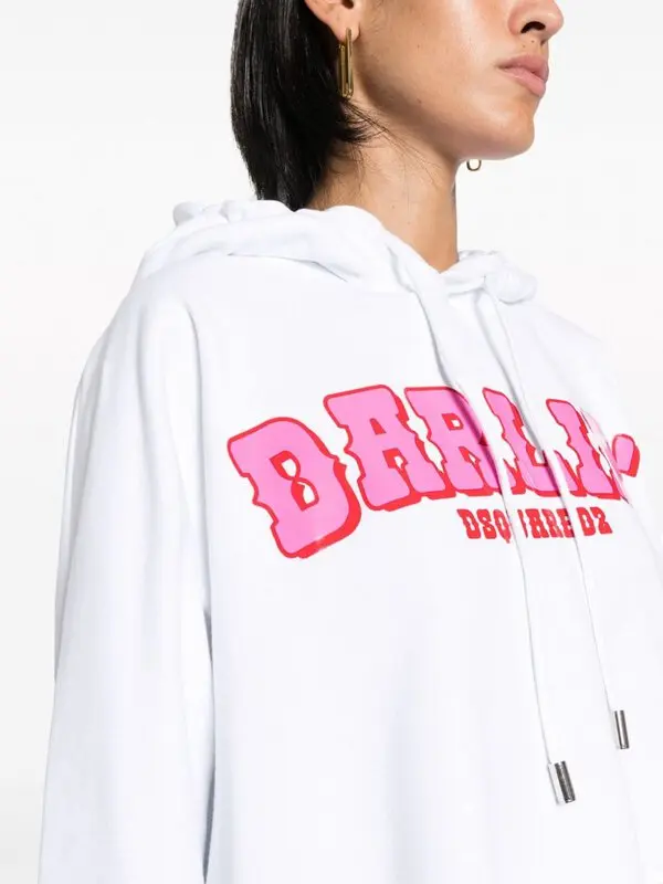 Dsquared2 Darlin' Logo-print Cotton Hoodie - White