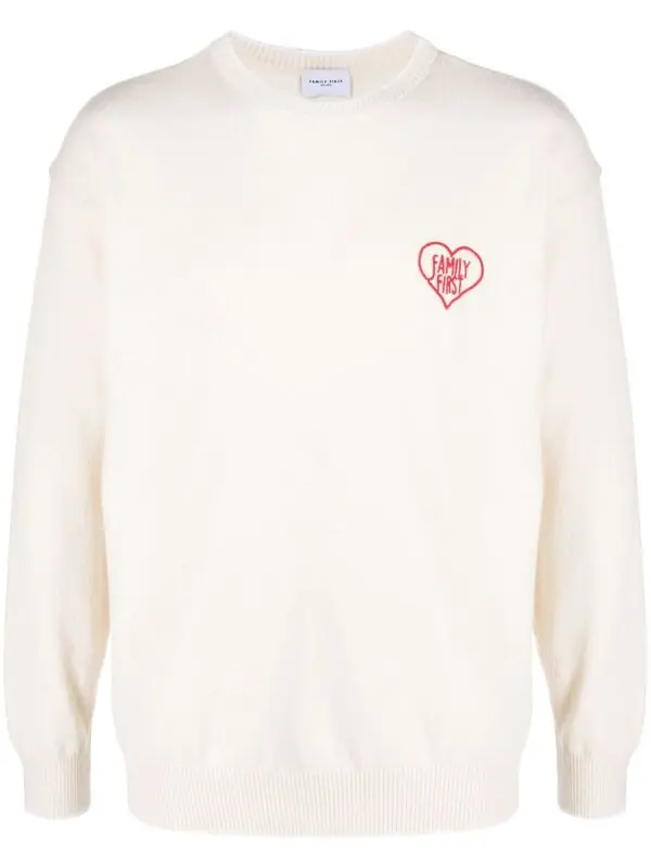 FAMILY FIRST Embroidered Logo Crew Neck Jumper