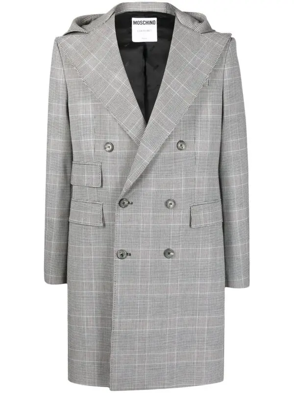 Moschino Double-breasted Plaid-check Coat