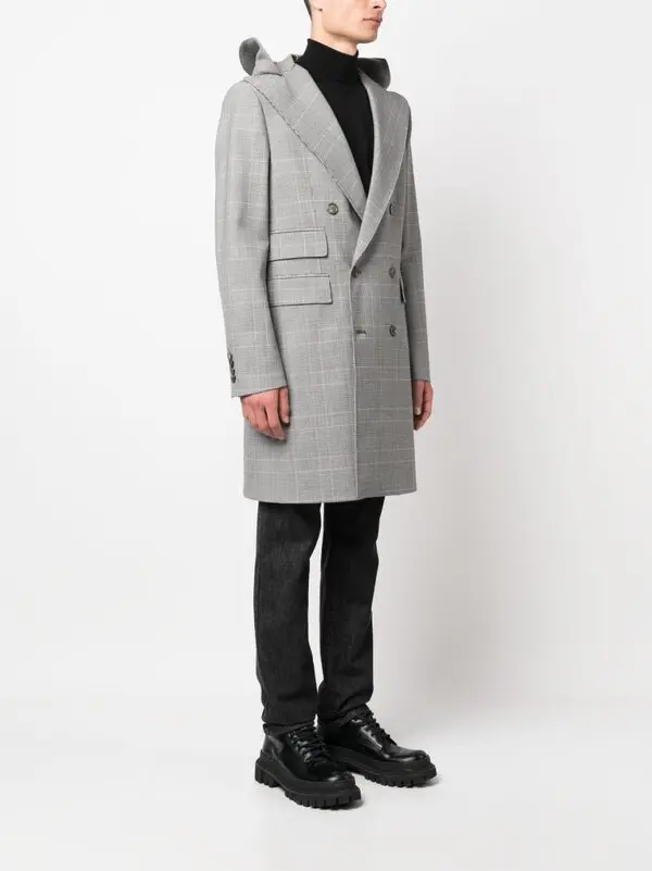 Moschino Double-breasted Plaid-check Coat