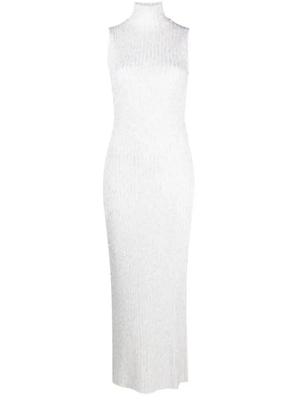 Missoni Sequin-Embellished Ribbed Ankle-Length Dress - White | Editorialist