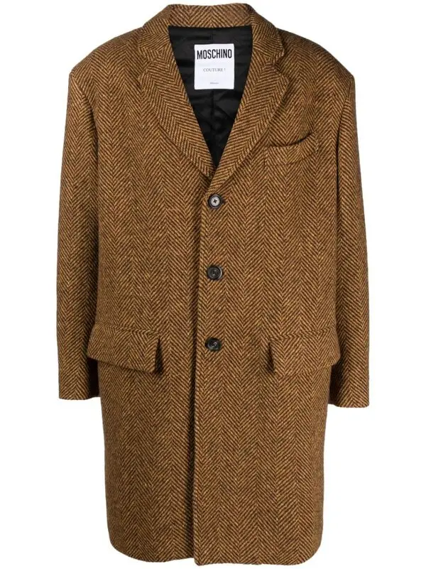 Moschino Slogan-print Wool Peacoat