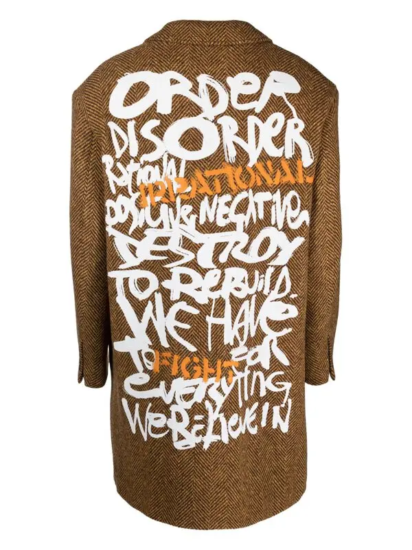 Moschino Slogan-print Wool Peacoat