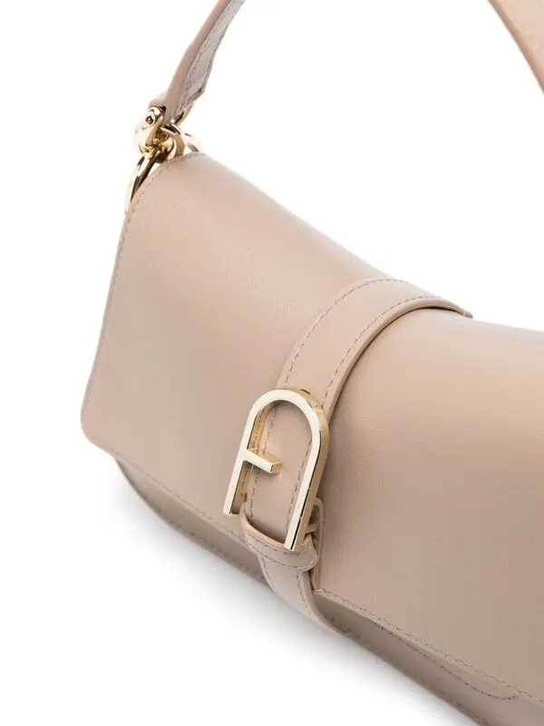 Furla Flow Leather Shoulder Bag - Neutrals