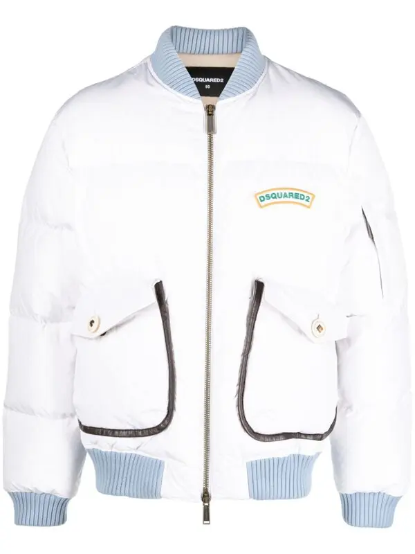 Dsquared2 Logo-print Puffer Bomber Jacket - White