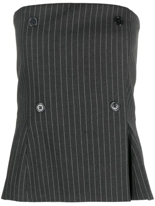 IOANA CIOLACU Pinstripe Bandeau Top