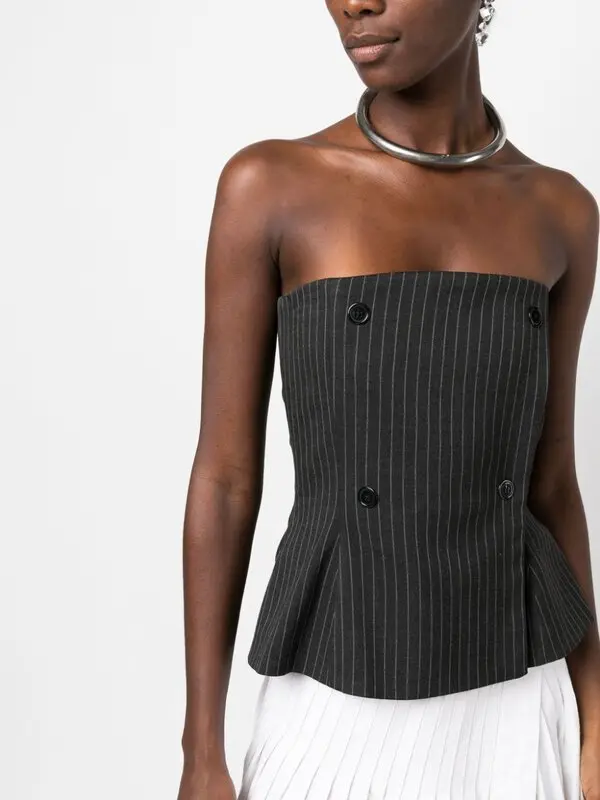 IOANA CIOLACU Pinstripe Bandeau Top