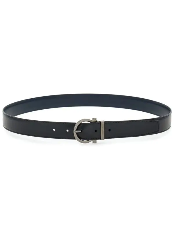 FERRAGAMO Gancini Reversible Leather Belt - Black