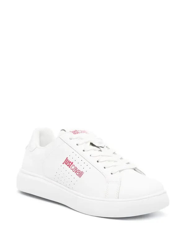 Just Cavalli Tiger Head-logo Leather Sneakers - White