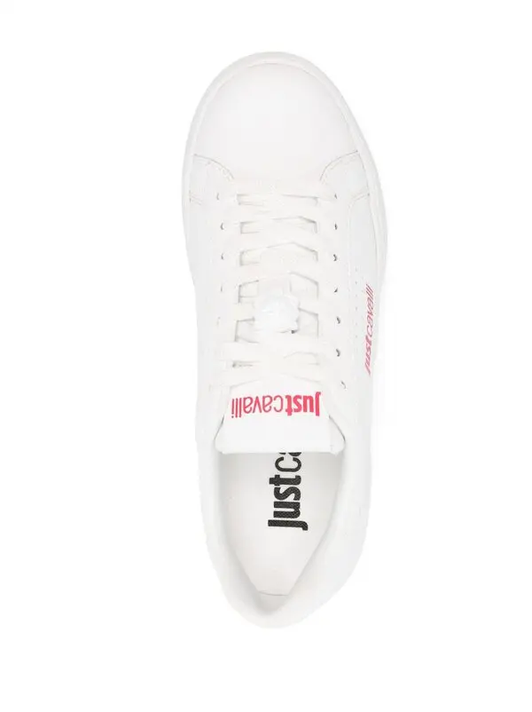Just Cavalli Tiger Head-logo Leather Sneakers - White