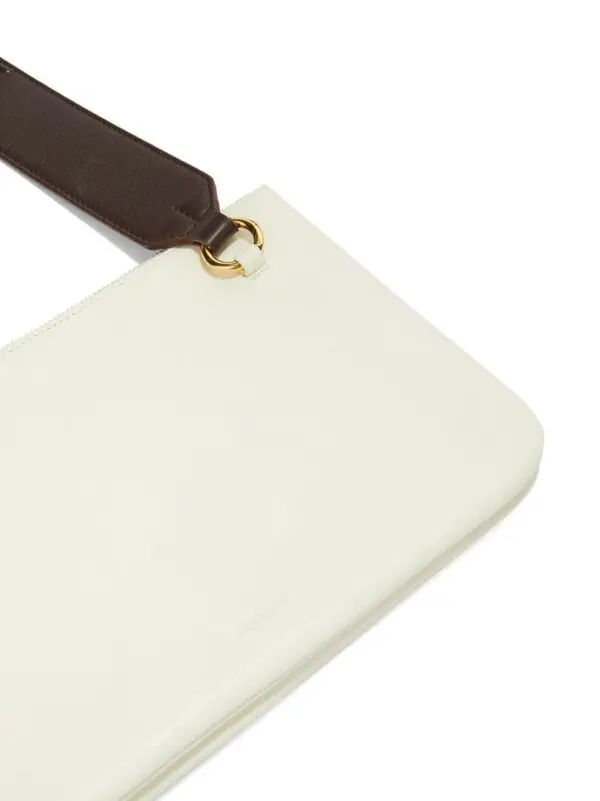 JIL SANDER Leather Crossbody Bag With Logo Strap - White