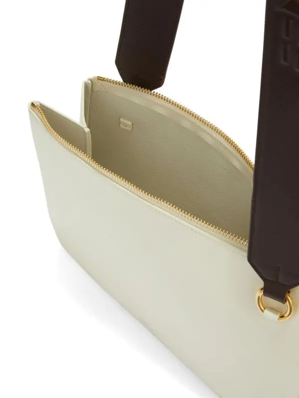 JIL SANDER Leather Crossbody Bag With Logo Strap - White
