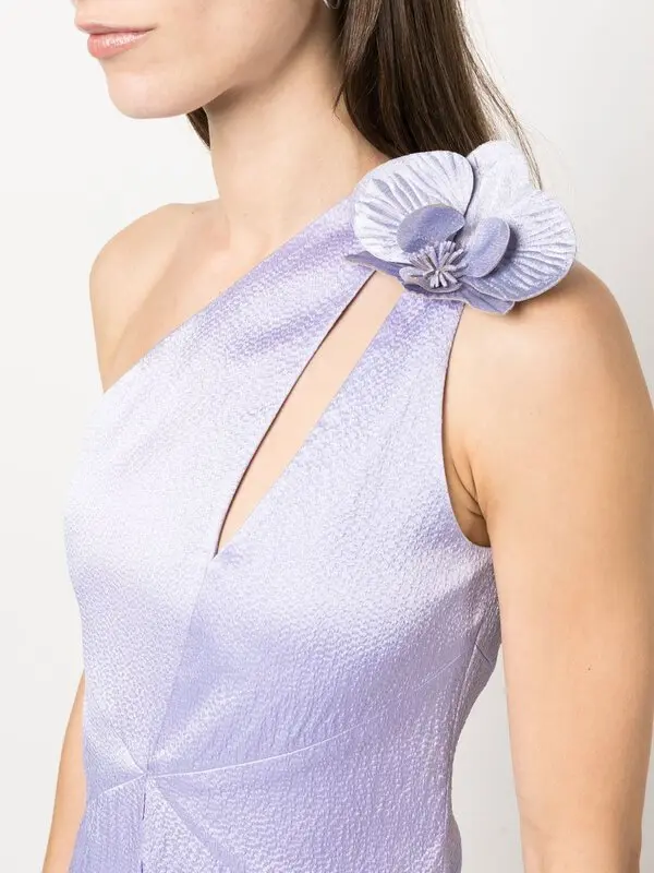 GENNY Floral-appliqué One-shoulder Playsuit