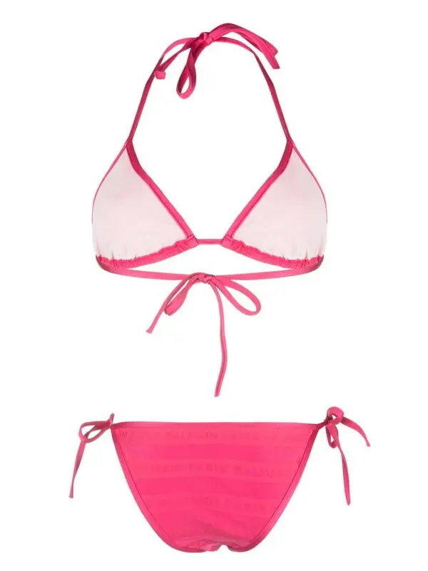 Balmain Logo-print Triangle Bikini - Pink