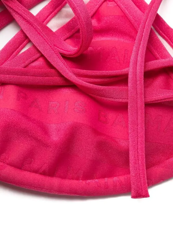 Balmain Logo-print Triangle Bikini - Pink
