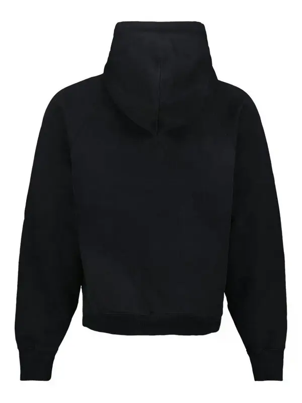 AMI Paris De Coeur-embroidered Zip-up Hoodie - Black