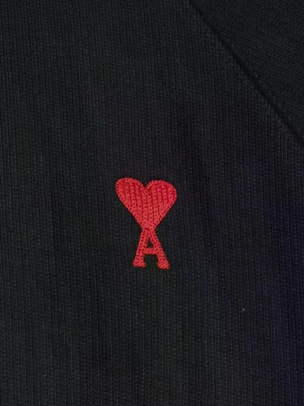 AMI Paris De Coeur-embroidered Zip-up Hoodie - Black