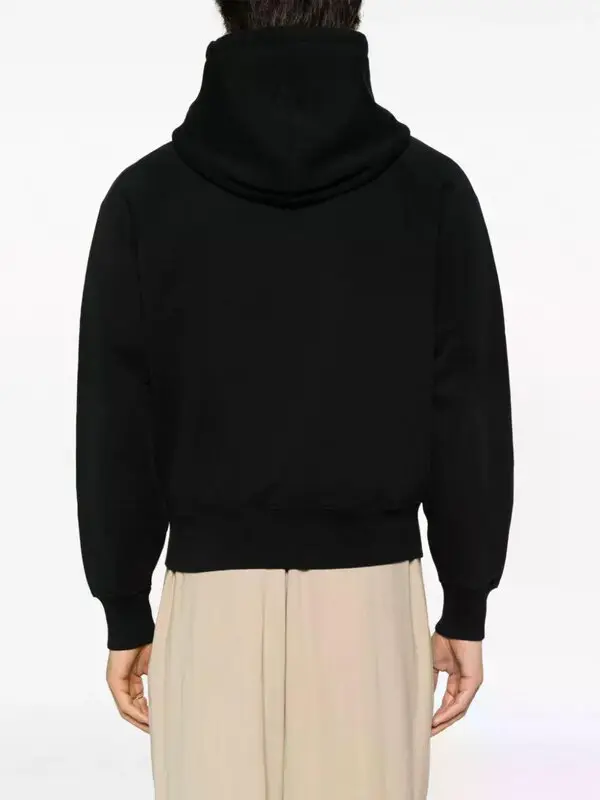 AMI Paris De Coeur-embroidered Zip-up Hoodie - Black