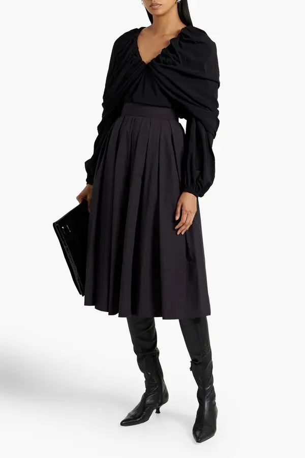 Another Tomorrow Cape-effect Ruched Top